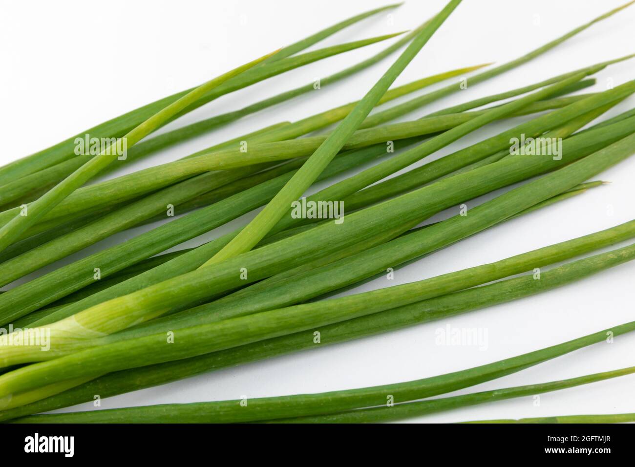 green spring onion, white background Stock Photo - Alamy