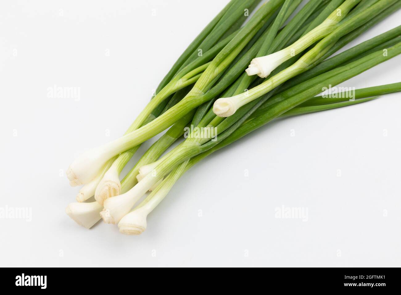 green spring onion, white background Stock Photo - Alamy