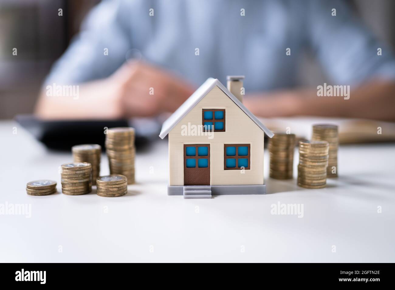 Paying House House Property Rent. Accountant With Calculator Stock ...