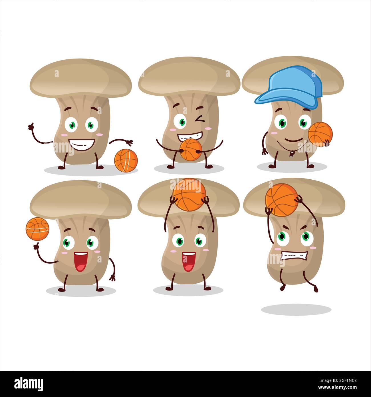 Talented milk mashroom cartoon character as a basketball athlete ...