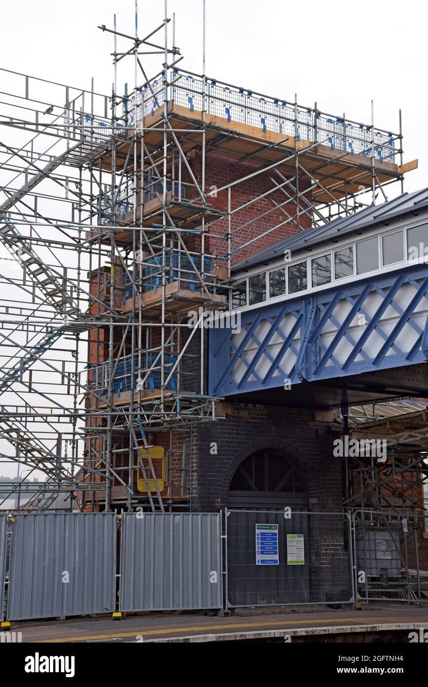 The historic luggage bridge at Worcester Shrub Hill Station surrounded ...
