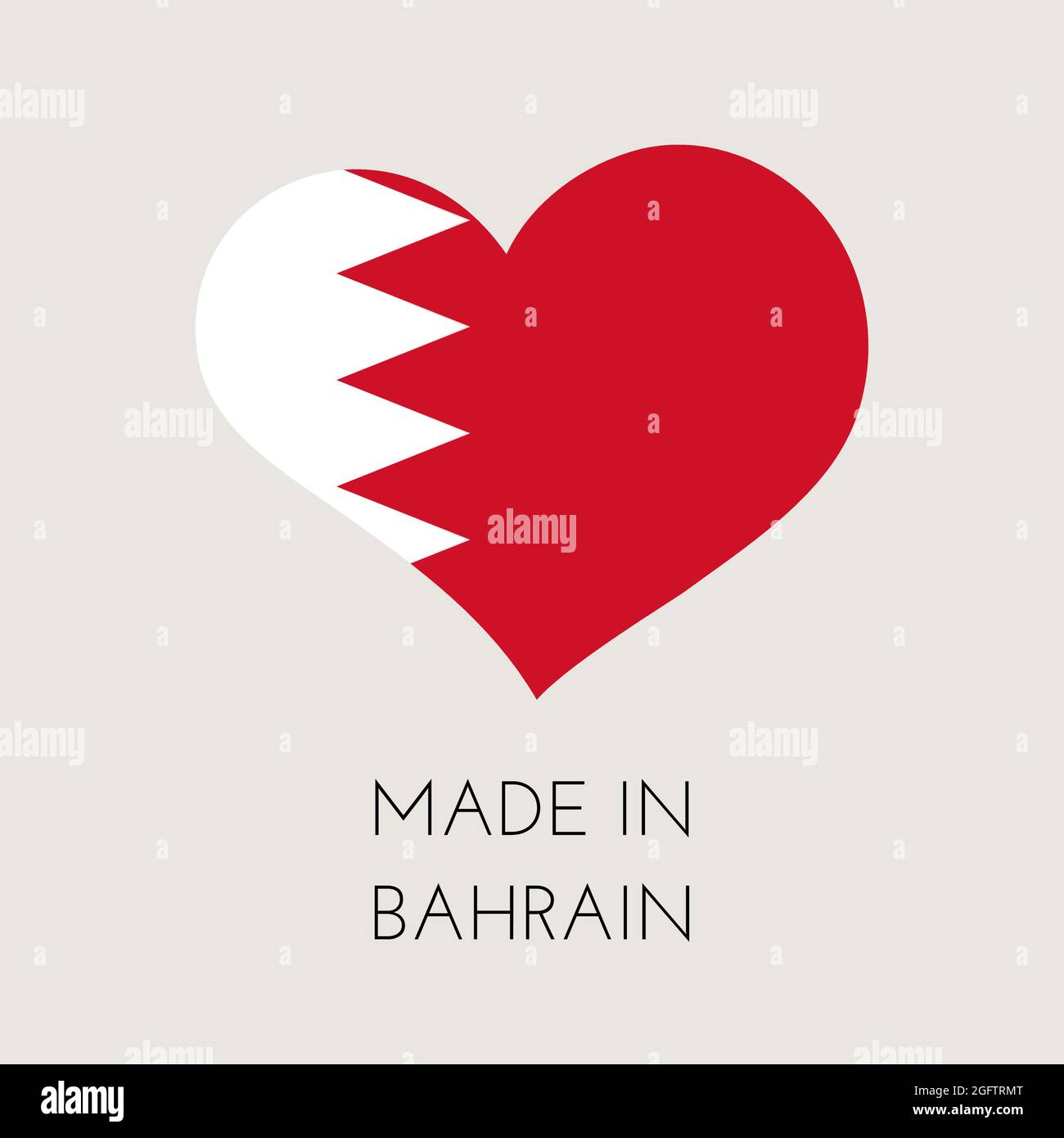 Heart shaped label with Kingdom of Bahrain flag. Made in Bahrain ...