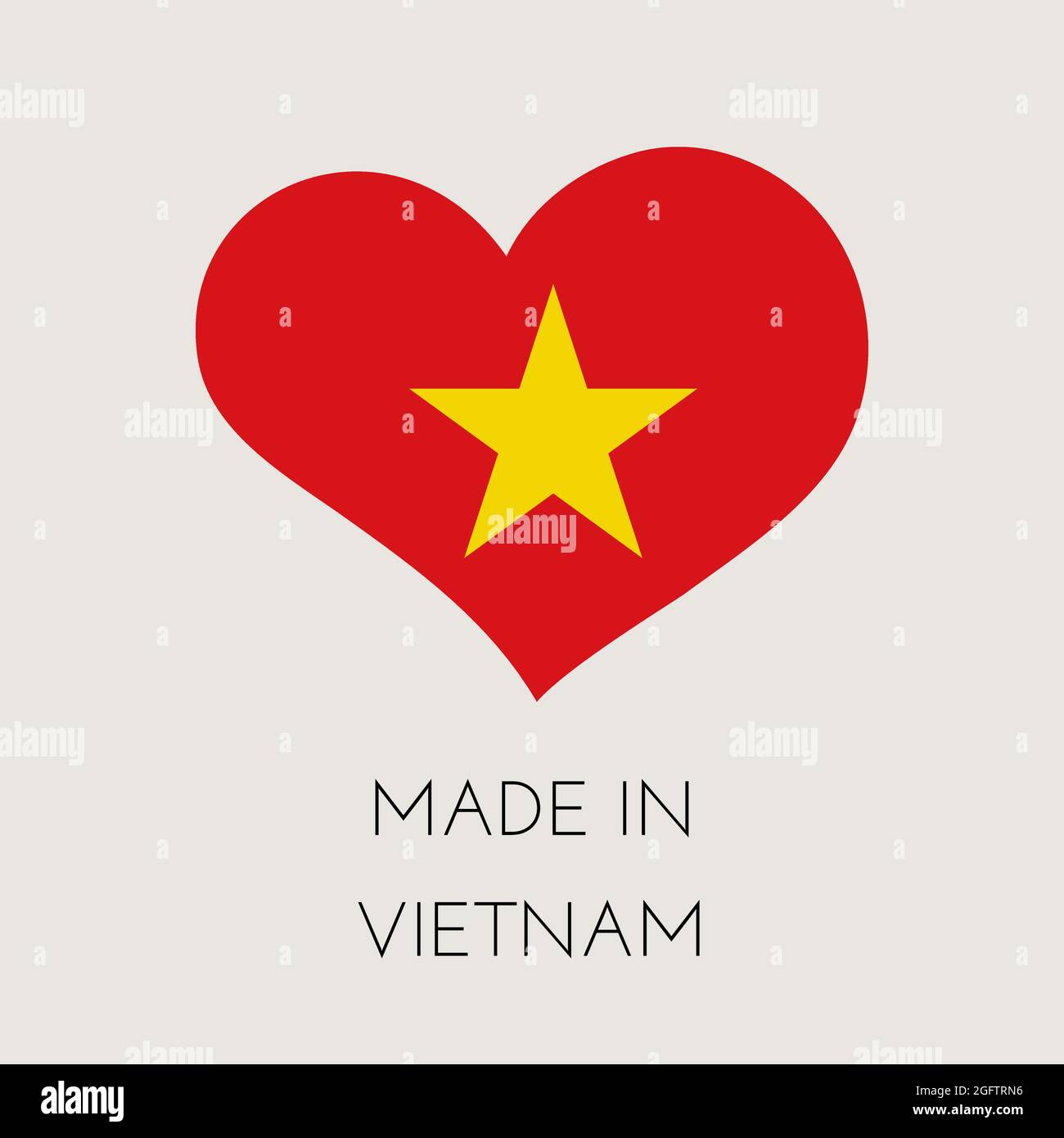 Heart shaped label with Vietnamese flag. Made in Vietnam Sticker. Factory, manufacturing and ...