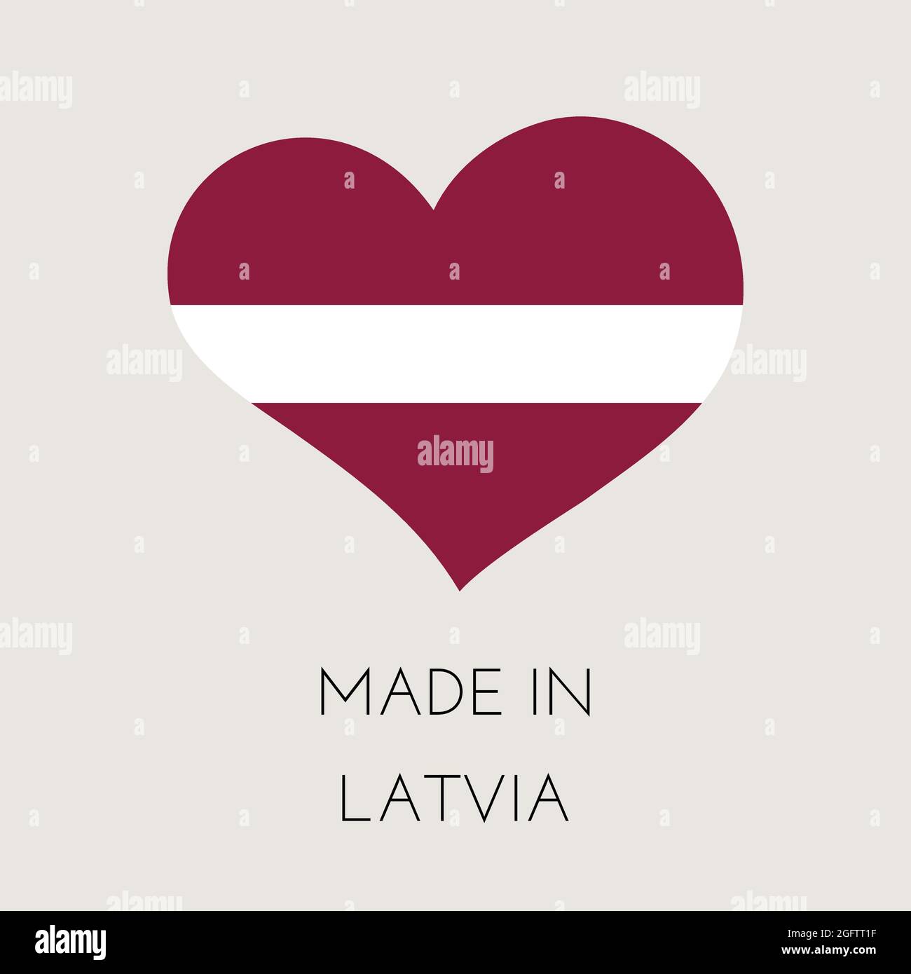 Heart shaped label with Latvian flag. Made in Latvia Sticker. Factory ...