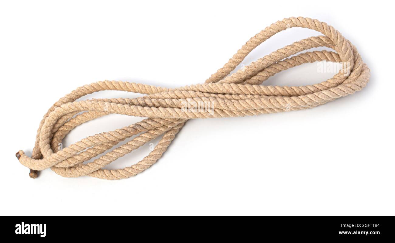 Rope close-up on a white background isolated Stock Photo - Alamy