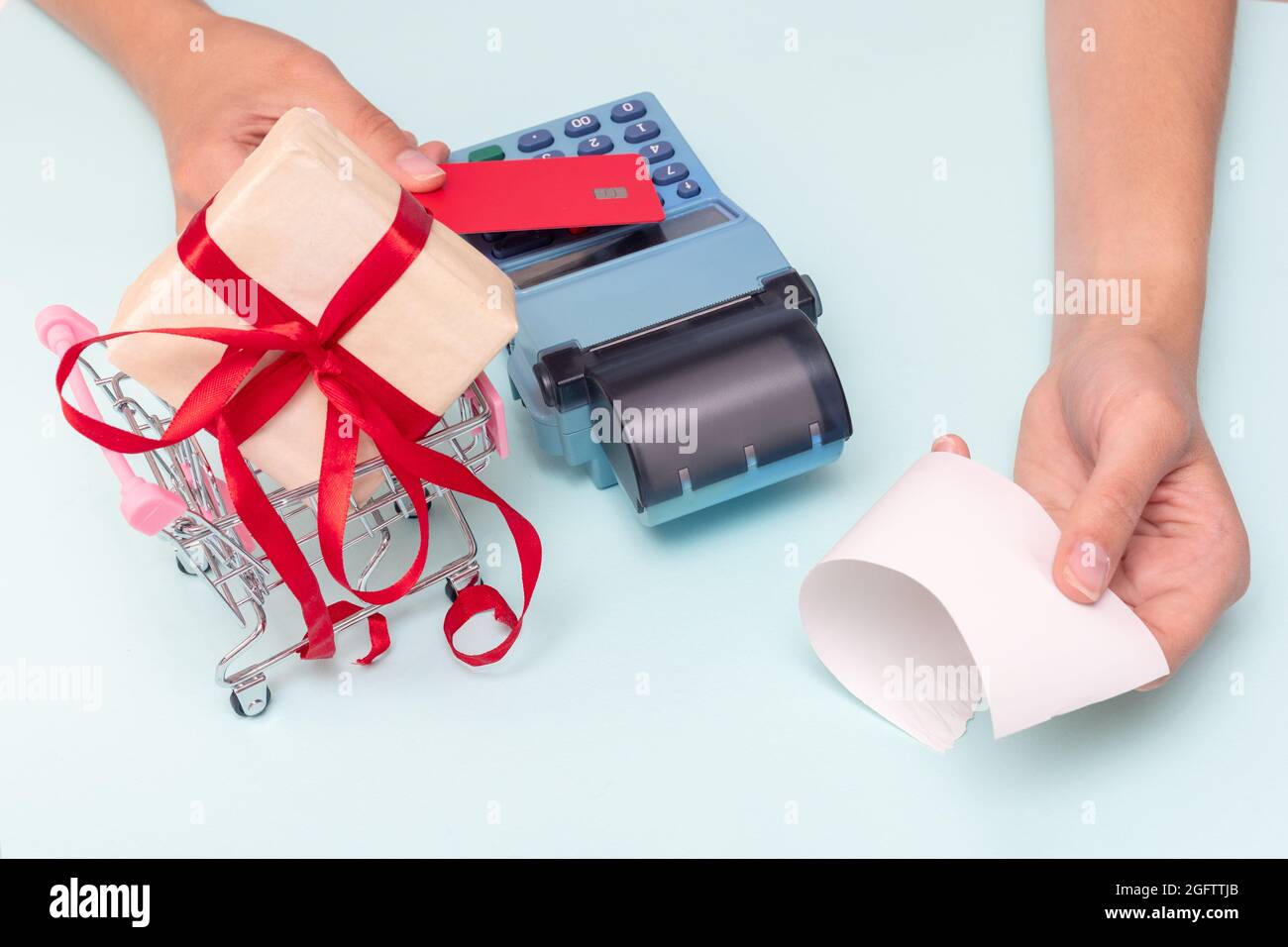 Payment by credit card, bank card at the cash register for the purchase ...