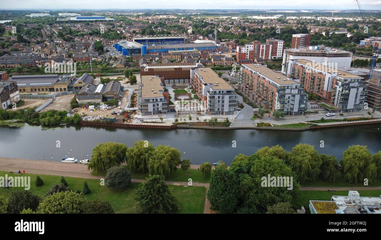 Peterborough, UK. 25th Aug, 2021. The South Bank development beside the ...