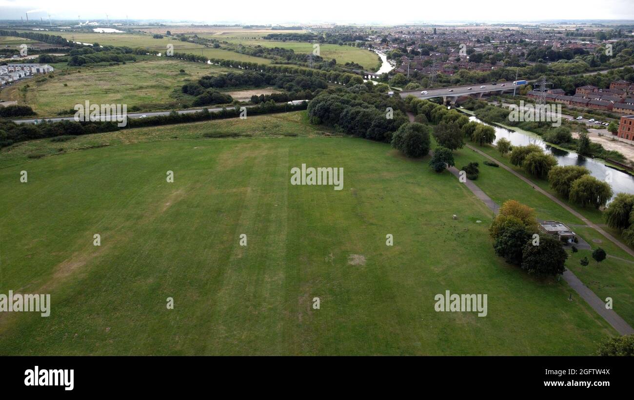 Peterborough, UK. 25th Aug, 2021. The Peterborough Embankment field ...