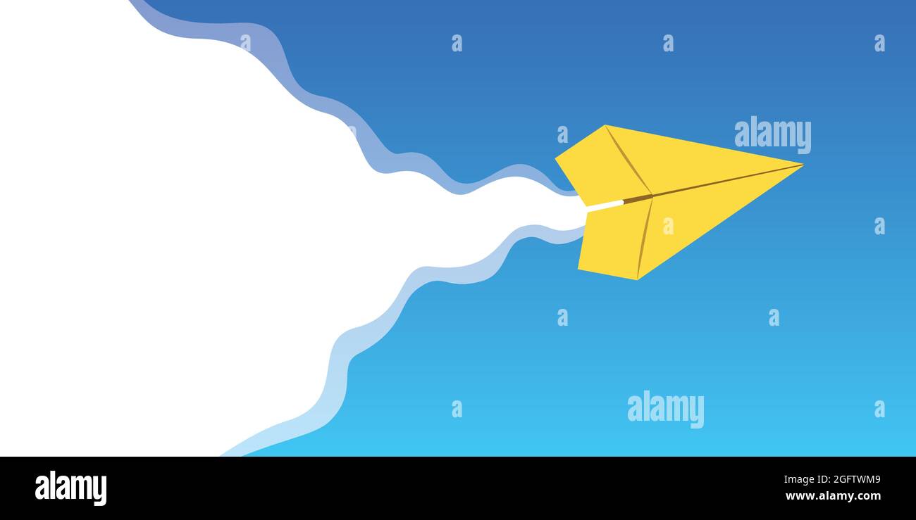 Paper plane flying in blue Stock Vector Images - Alamy