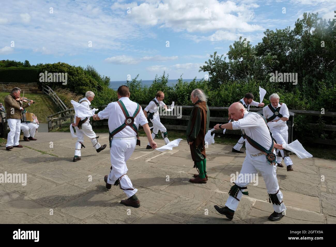 Traditional Morris Dancing at Robin Hood Bay, North Yorkshire UK Stock ...