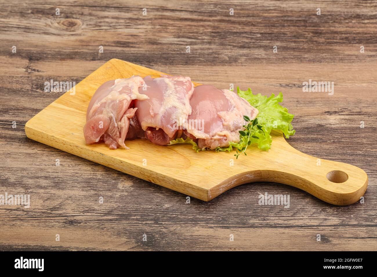 Raw chicken boneless and skinless leg for cooking Stock Photo - Alamy