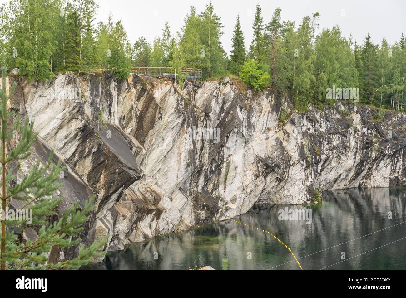 Marble rock water canyon. The marble deposits. Landscape rocks with ...