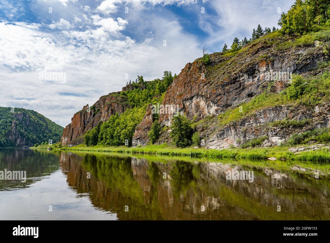 The nature of the South Urals. Beautiful mountains and river. Russia ...