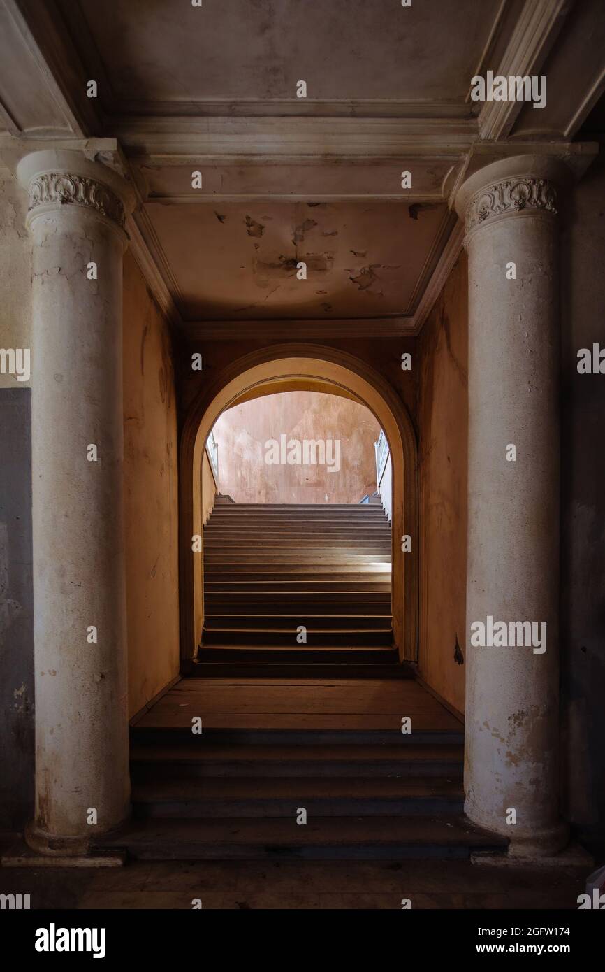 Old abandoned historical mansion, inside view Stock Photo - Alamy