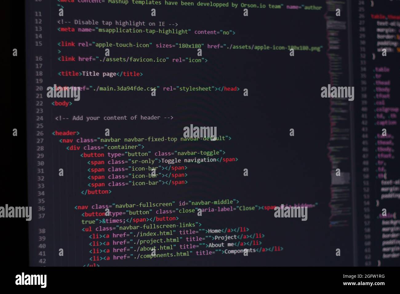 Developer Python Java Script Html Css Source Code On Monitor Screen Writing Script Of
