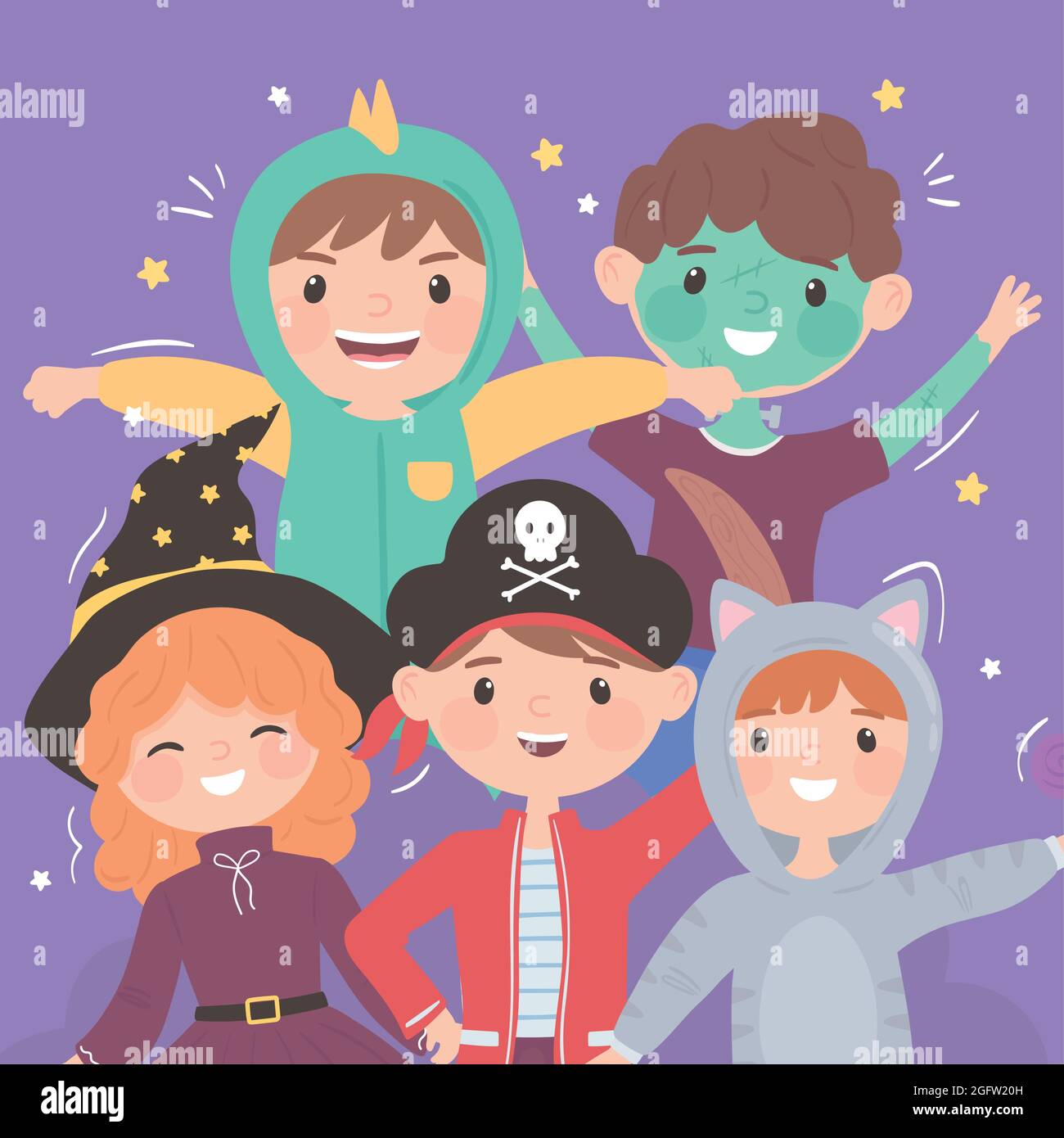 boys and girl in costumes Stock Vector Image & Art - Alamy
