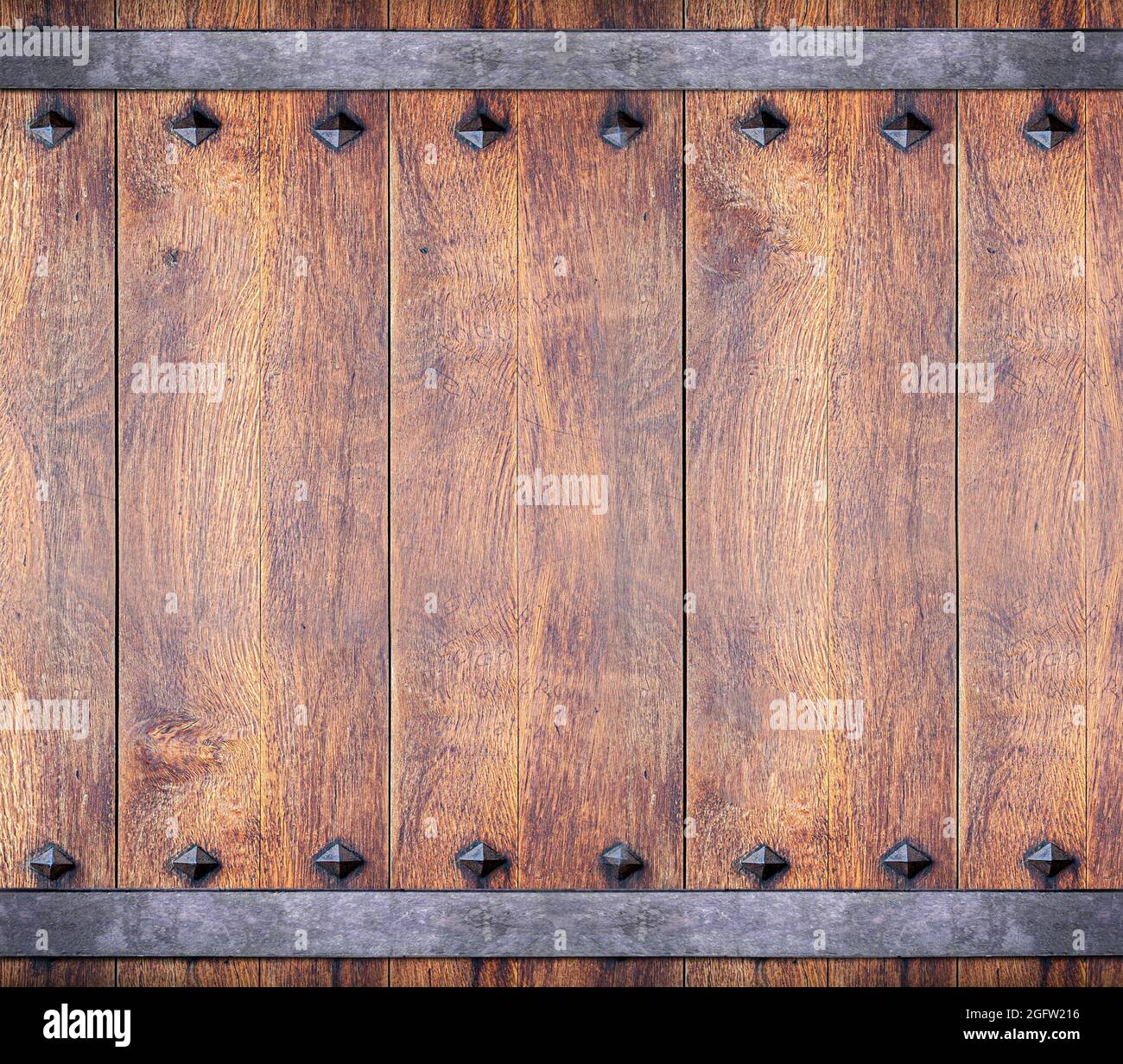 wooden barrel with metal rusty straps template background Stock Photo ...