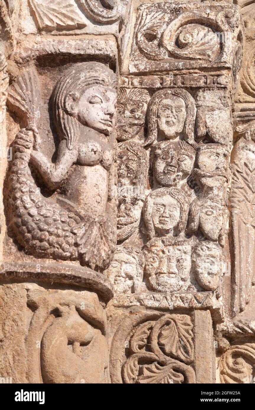 Italy, Lombardy, Pavia, San Michele Maggiore Basilica, Detail Facade ...