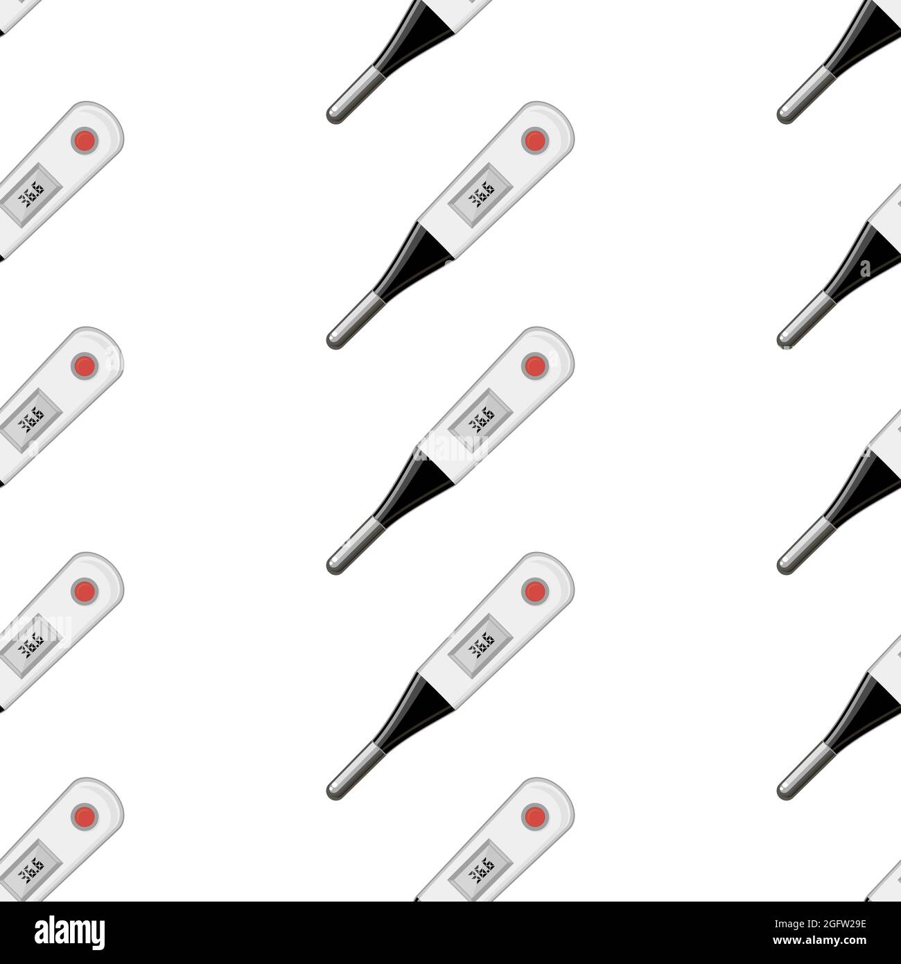 Modern Digital Medical Thermometer. Measuring Temperature. Symbol of ...