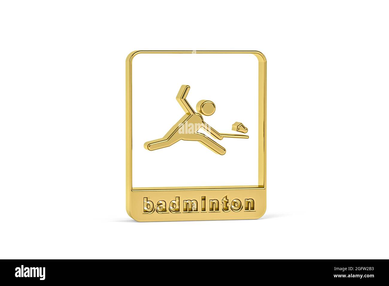 Golden 3d badminton icon isolated on white background - 3d render Stock ...