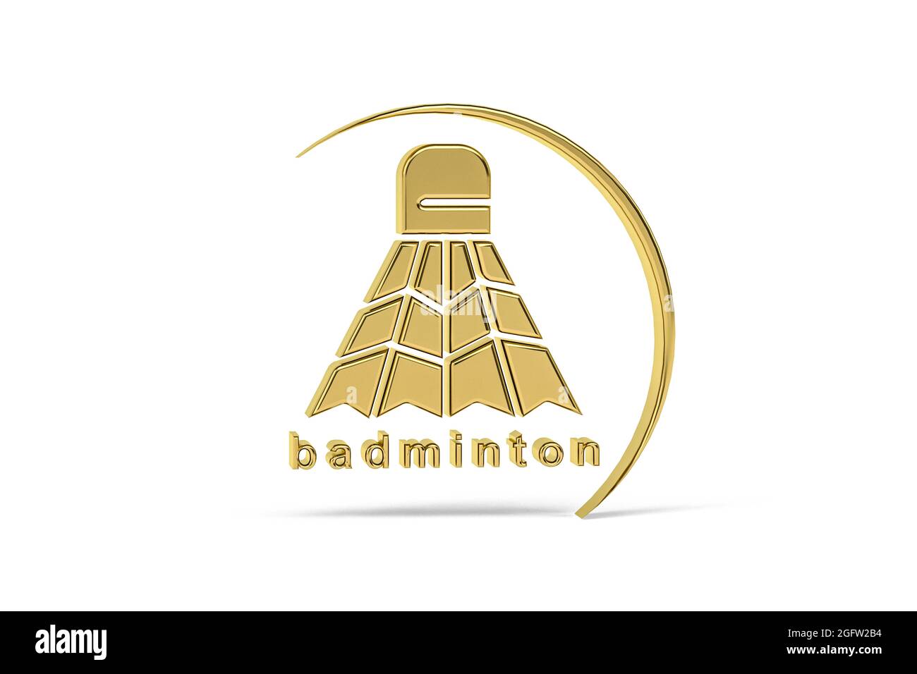 Golden 3d badminton icon isolated on white background - 3d render Stock ...