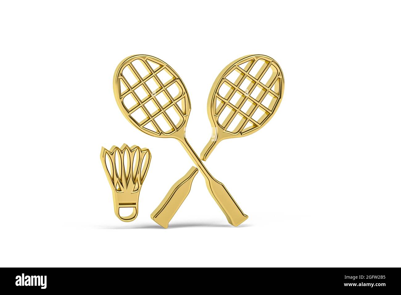 Golden 3d badminton icon isolated on white background - 3d render Stock ...