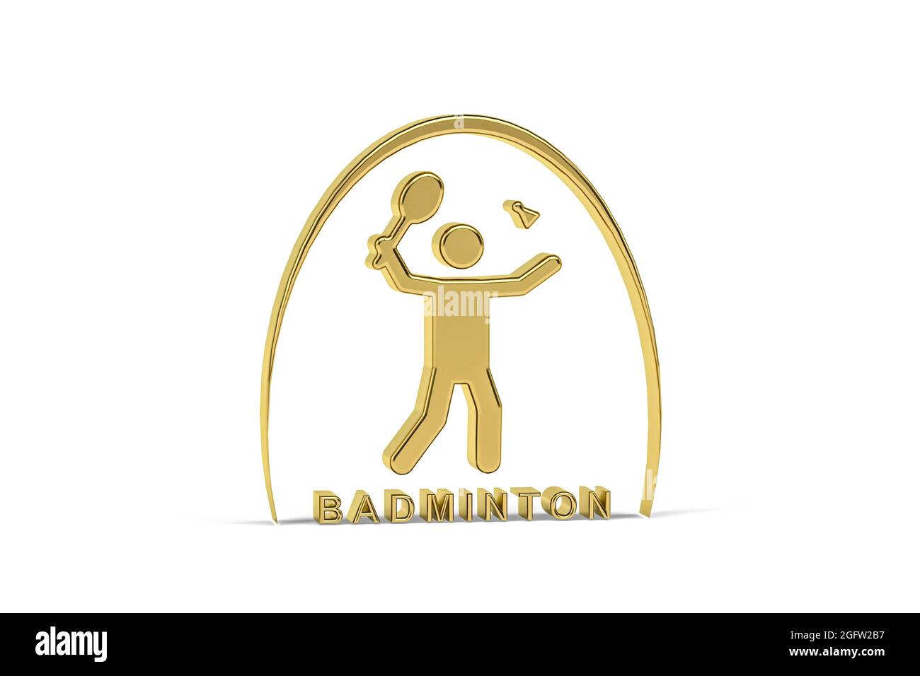 Golden 3d badminton icon isolated on white background - 3d render Stock ...