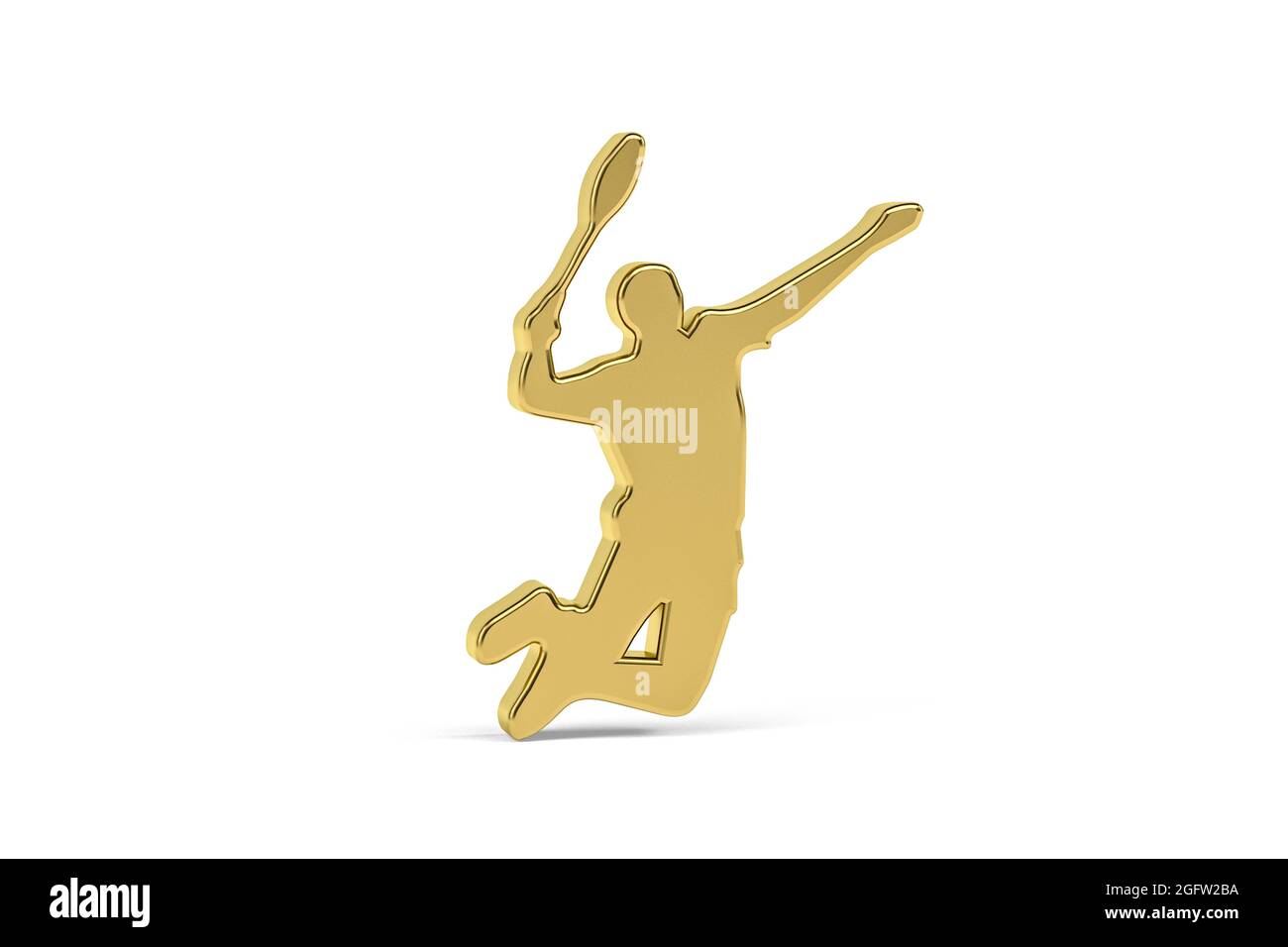 Golden 3d badminton icon isolated on white background - 3d render Stock ...