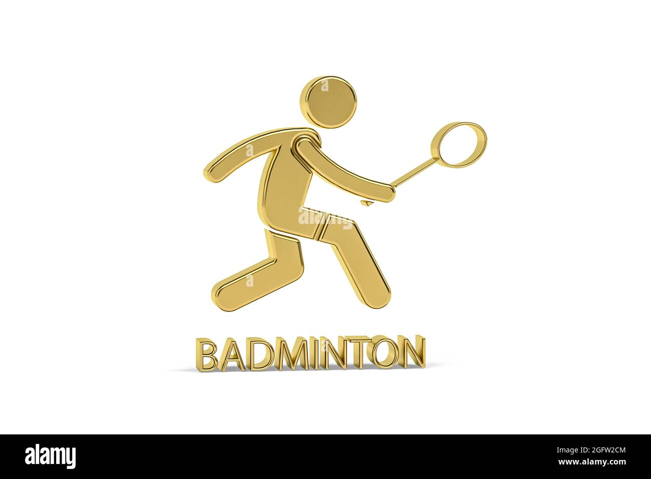 Golden 3d badminton icon isolated on white background - 3d render Stock ...