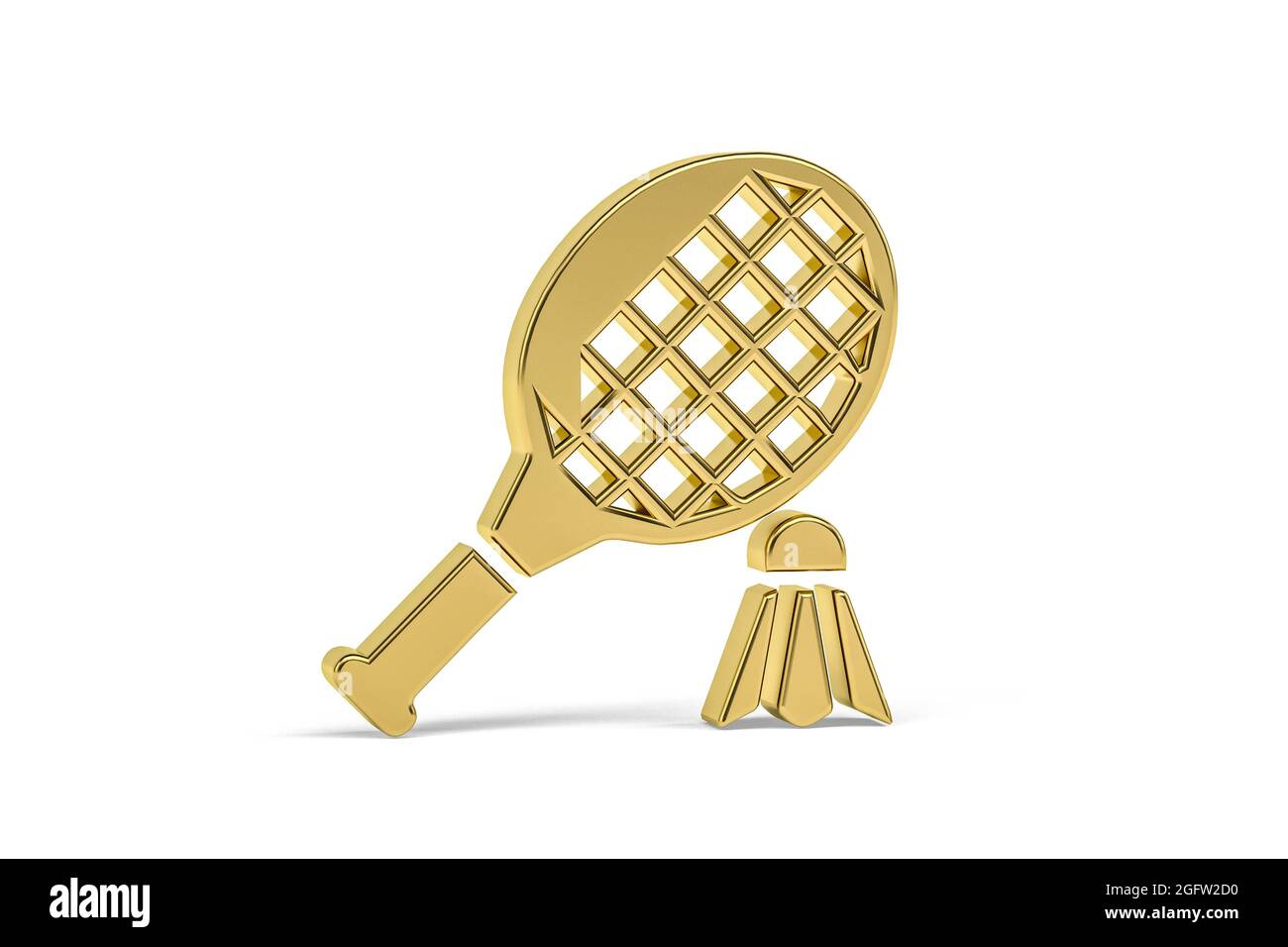 Golden 3d badminton icon isolated on white background - 3d render Stock ...