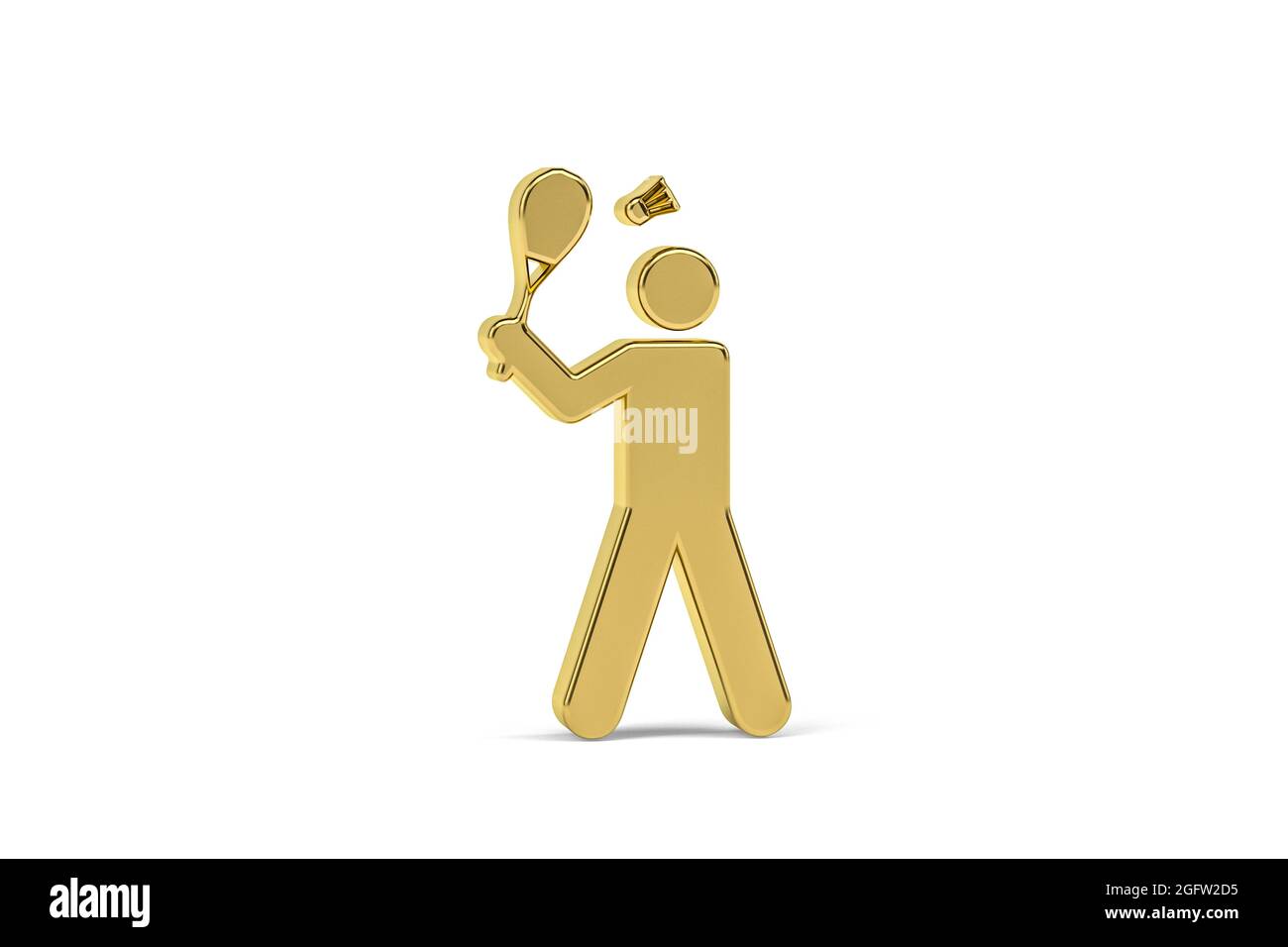 Golden 3d badminton icon isolated on white background - 3d render Stock ...