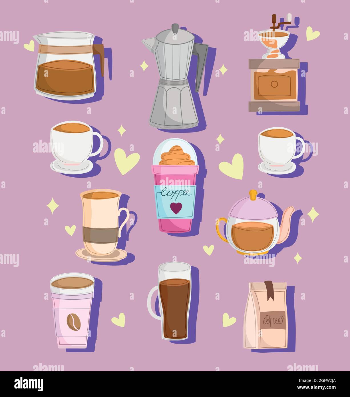set of coffee cartoon Stock Vector Image & Art - Alamy