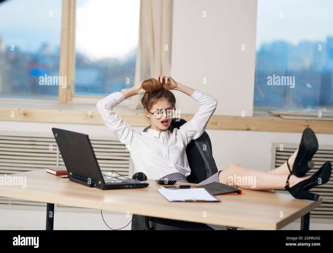 pretty woman secretary in suit office professional Stock Photo - Alamy