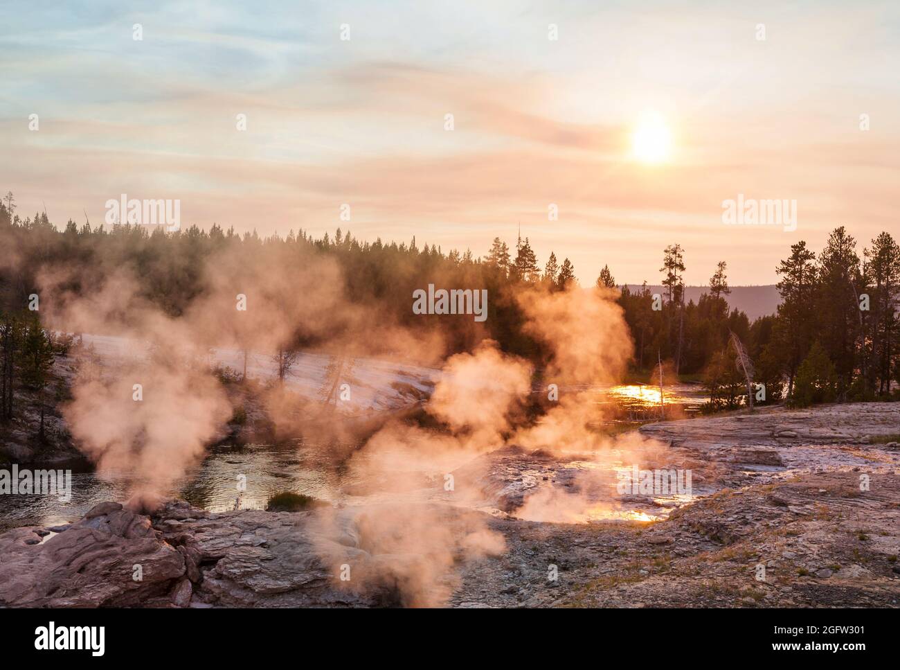 Sunset eruption old faithful hi-res stock photography and images - Alamy