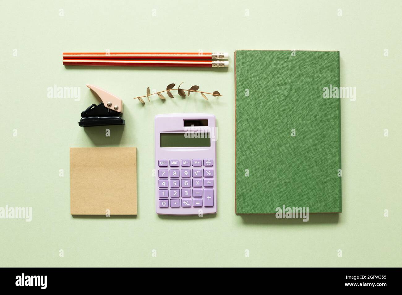Notepad stapler pencil calculator hi-res stock photography and images ...