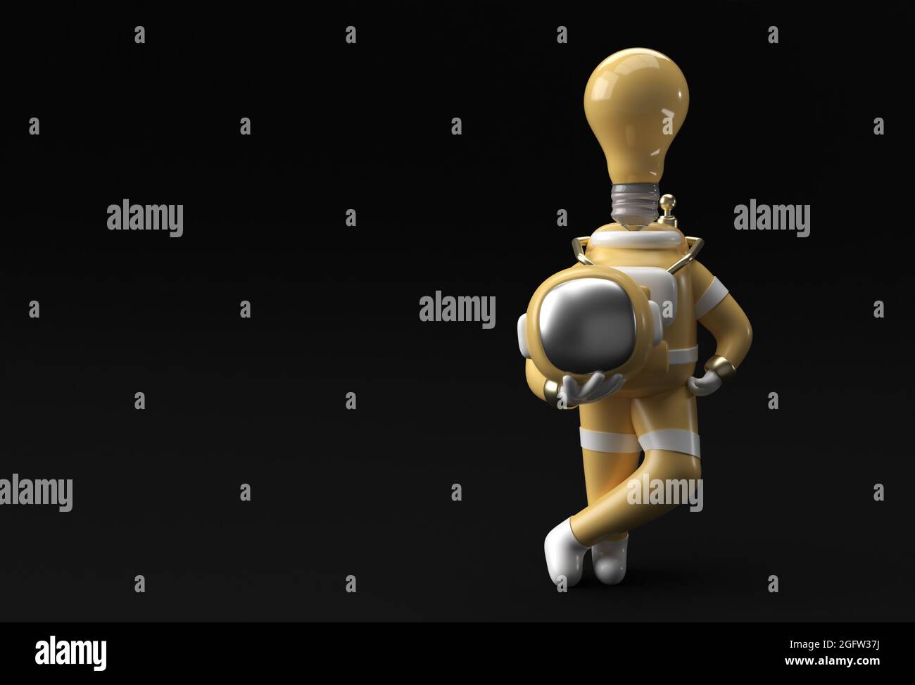 3d Render Astronaut light bulb instead of head 3d illustration Design ...
