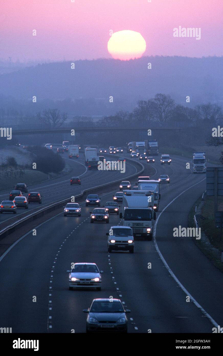 The M40 motorway at sunrise, Warwickshire, England, UK Stock Photo - Alamy