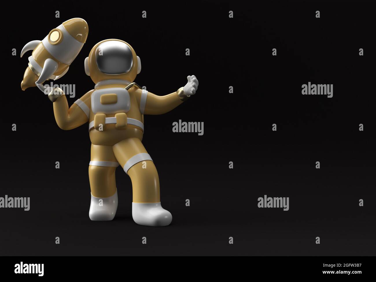 3d Render Spaceman Astronaut Flying with Rocket 3d illustration Design ...
