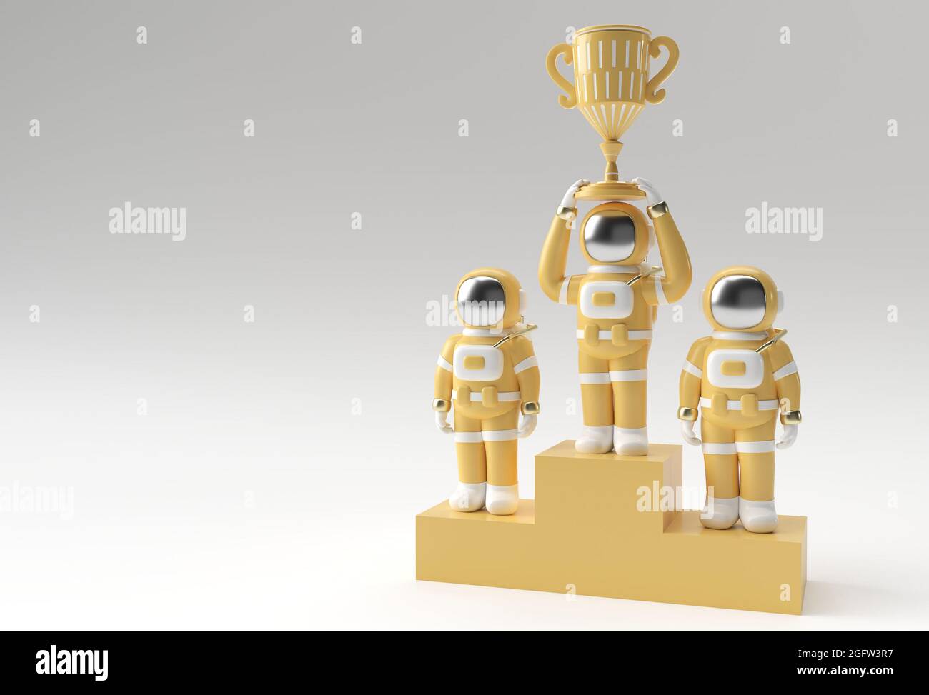 Successful Astronaut Got the First Prize Trophy 3D Rendering Stock ...