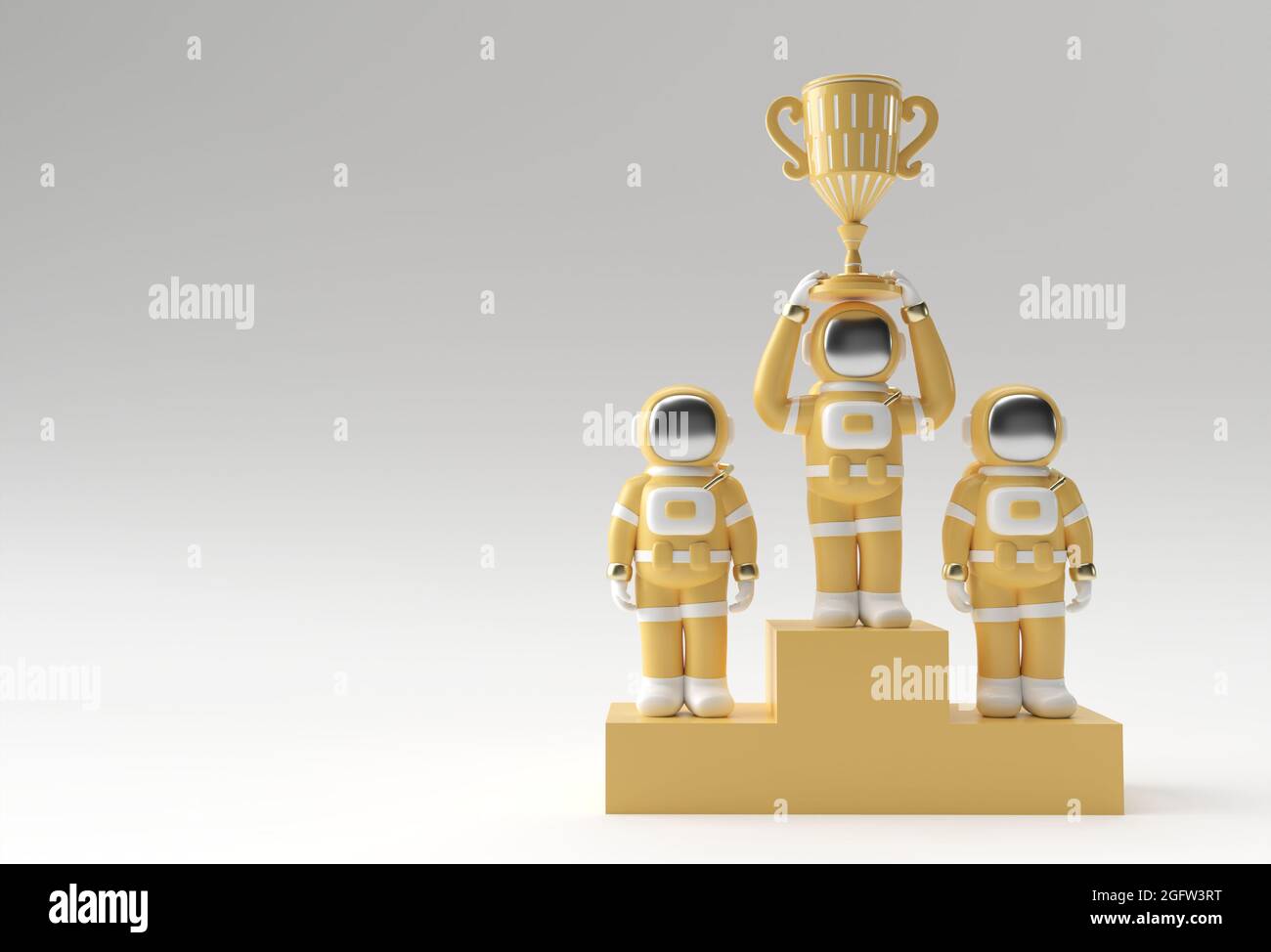 Successful Astronaut Got the First Prize Trophy 3D Rendering Stock ...