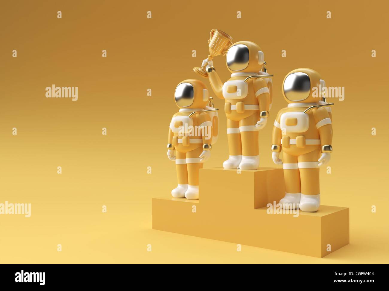 Successful Astronaut Got the First Prize Trophy 3D Rendering Stock ...