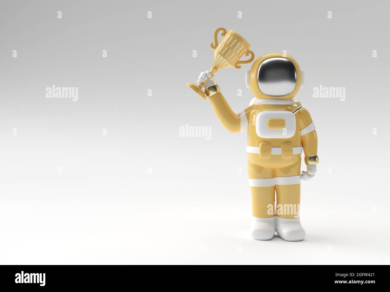Successful Astronaut Got the First Prize Trophy 3D Rendering Stock ...