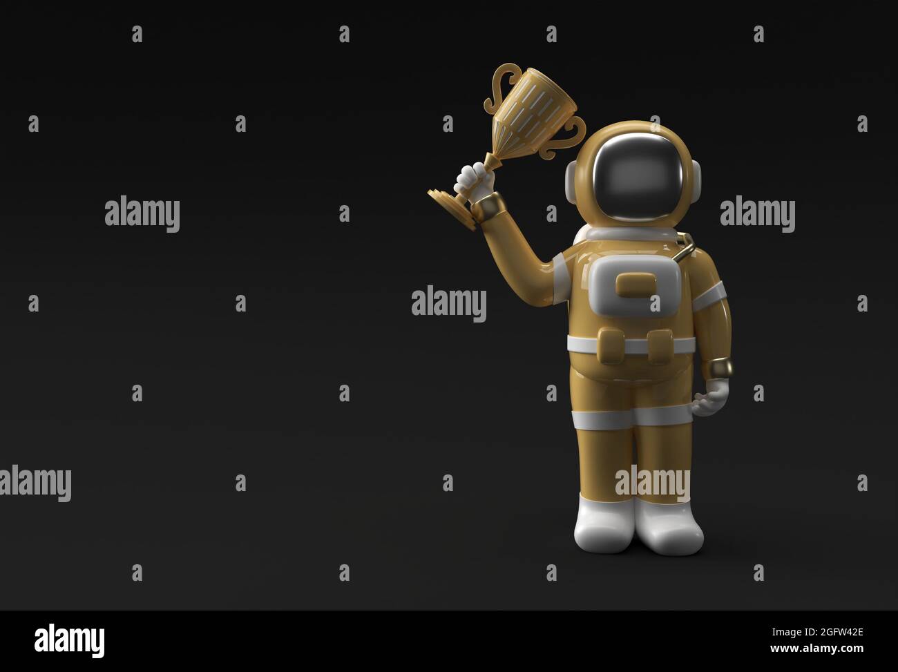 Successful Astronaut Got the First Prize Trophy 3D Rendering Stock ...