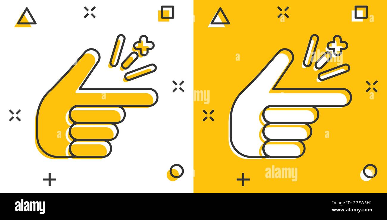 Finger snap icon in comic style. Fingers expression vector cartoon ...