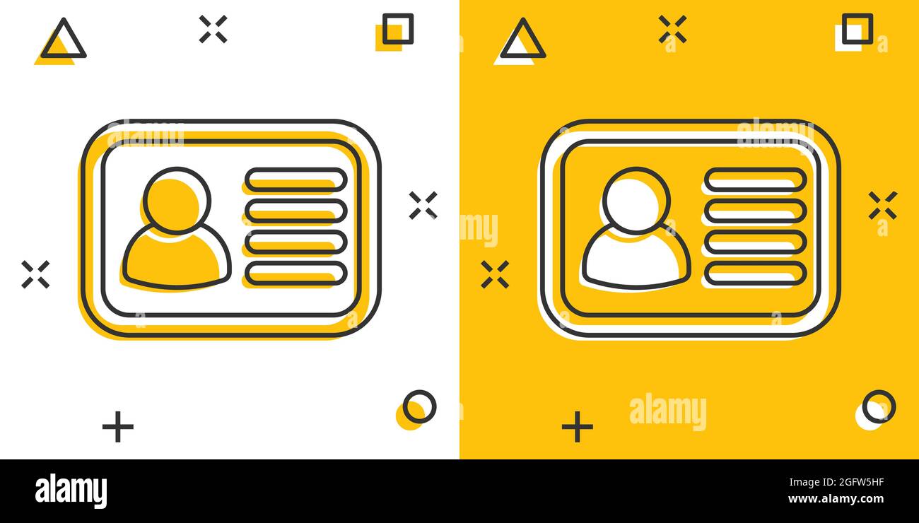 Id card icon in comic style. Identity badge vector cartoon illustration ...