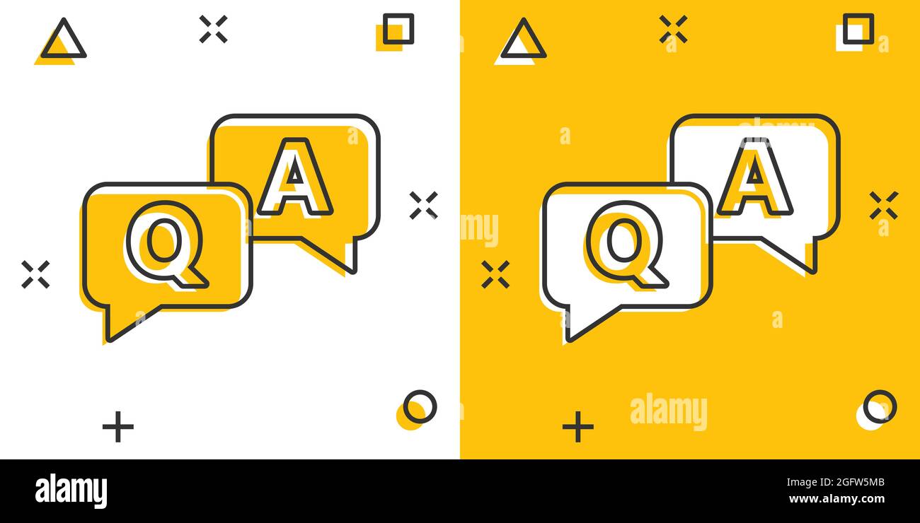 Question and answer icon in comic style. Discussion speech bubble ...
