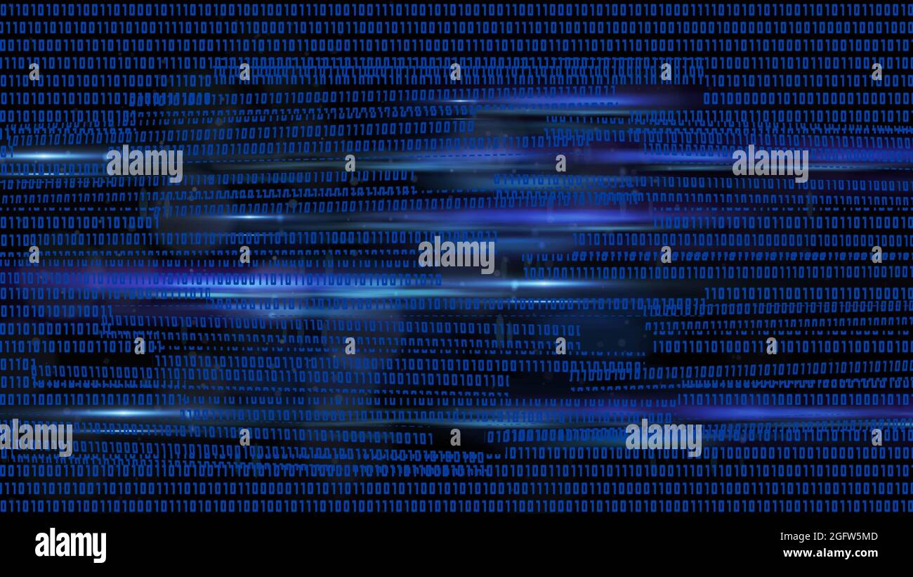 Data leak symbolic on blue destroyed binary code background - internet ...