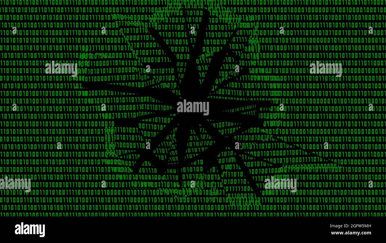 Data leak symbolic on destroyed green binary code background - internet ...