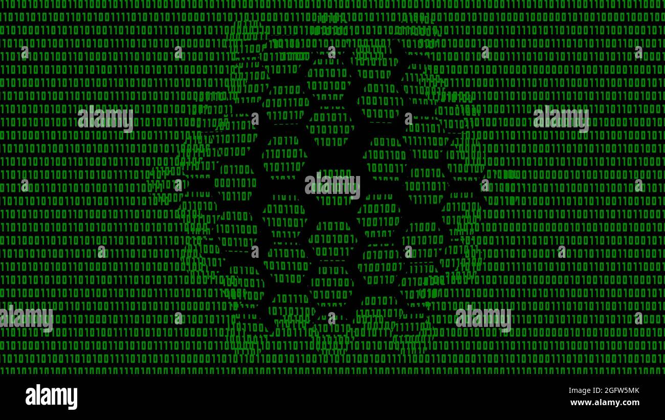 Data leak symbolic on destroyed green binary code background - internet ...