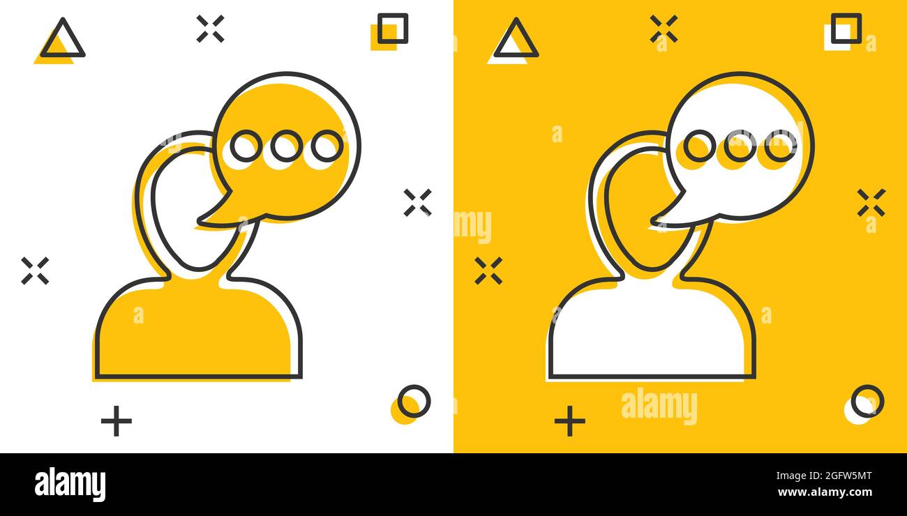 Man head mind thinking icon in comic style. Speech bubble with people ...